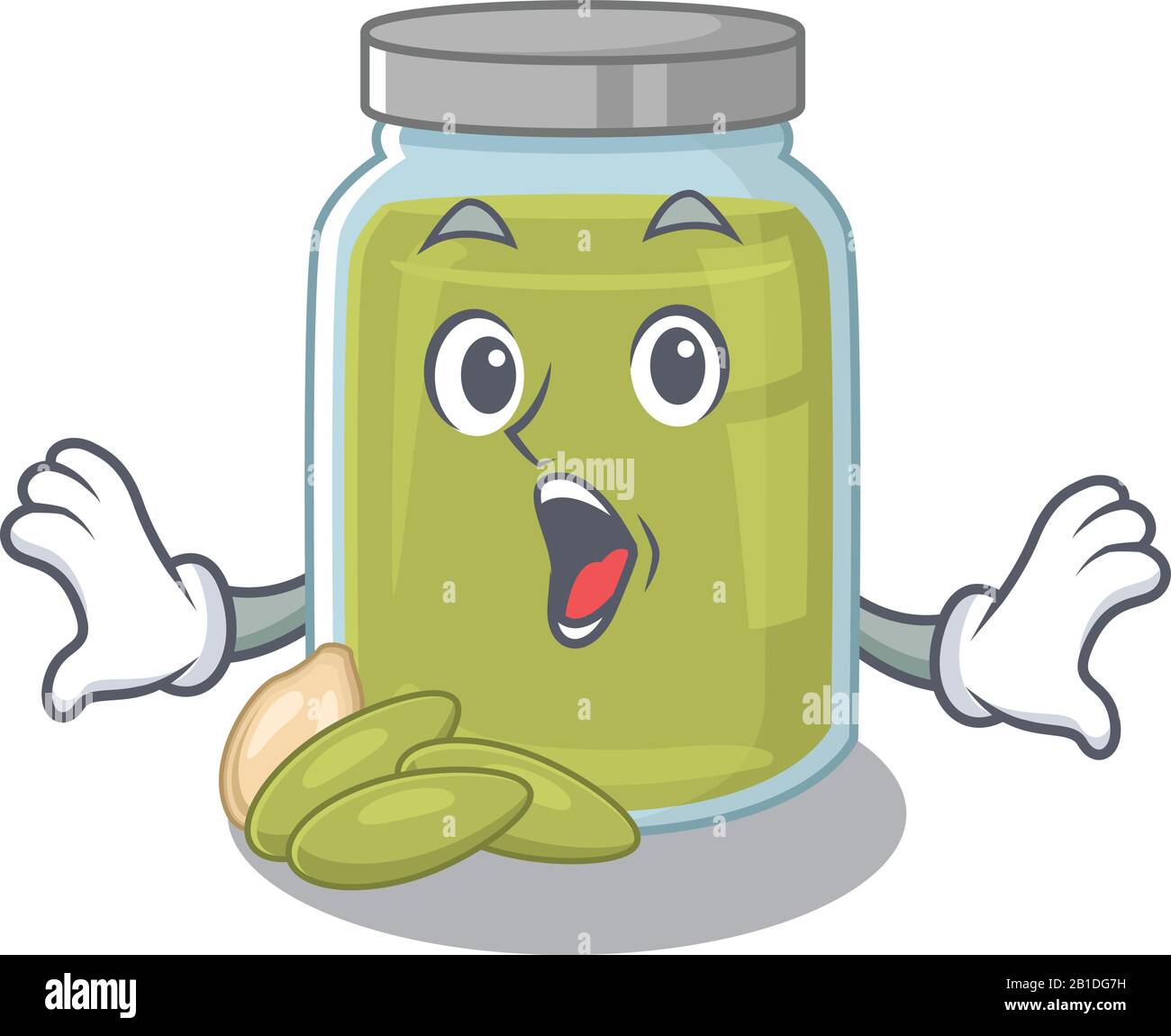 Pumpkin seed butter mascot design concept with a surprised gesture ...