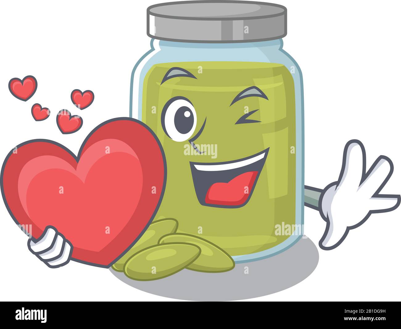 Romantic pumpkin seed butter cartoon picture holding a heart Stock ...