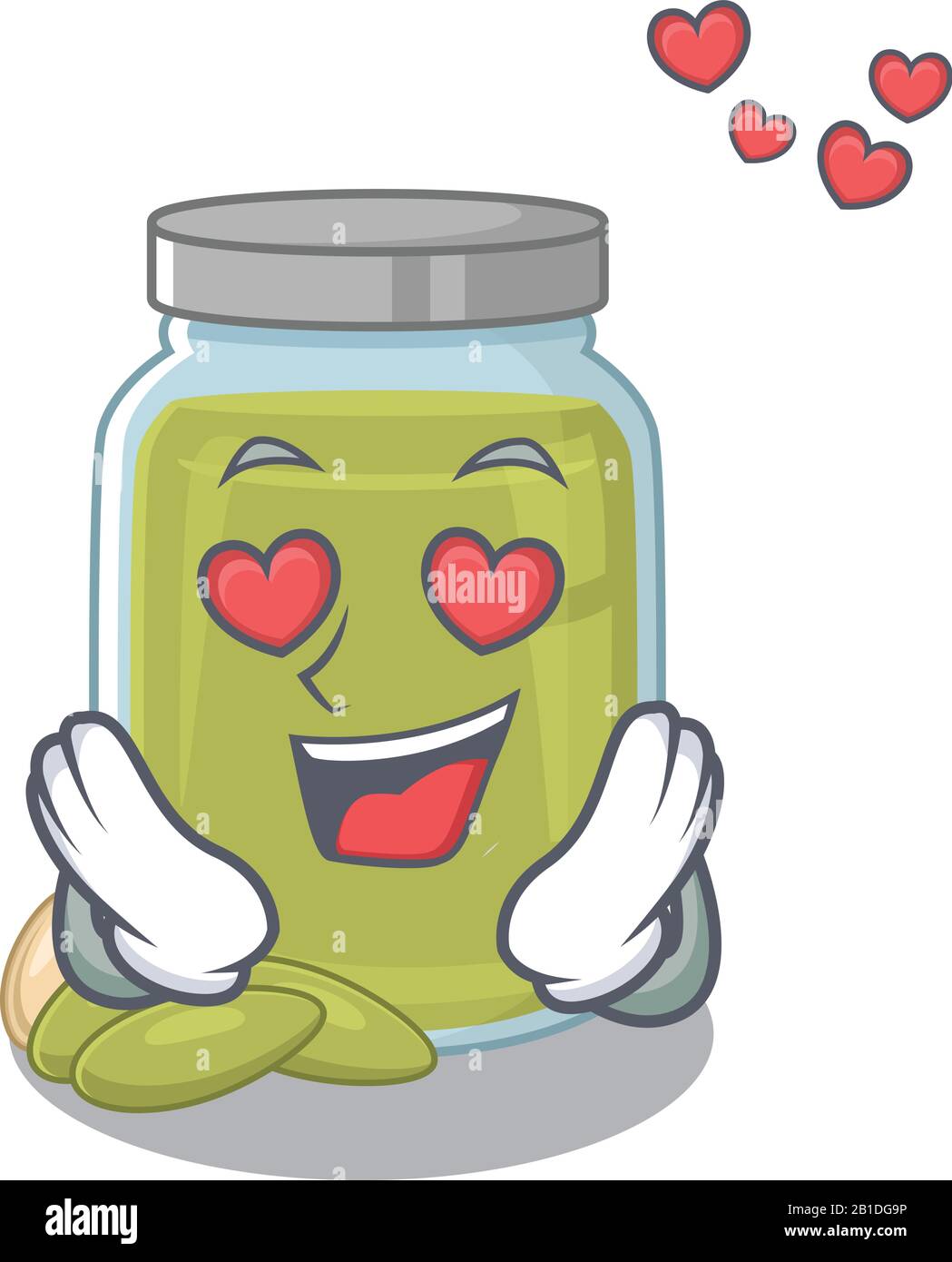 Romantic falling in love pumpkin seed butter cartoon character concept ...