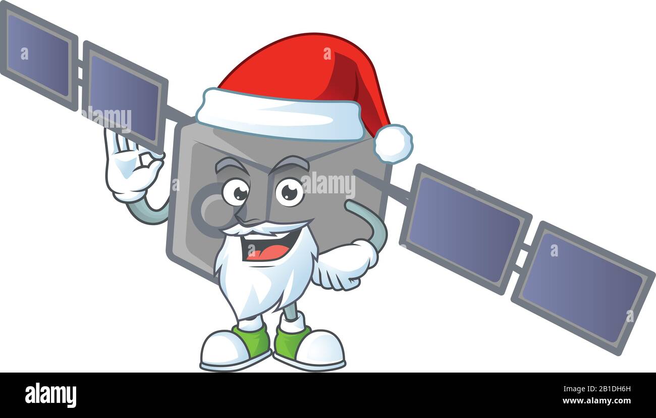 A lovely Santa satellite network mascot picture style with ok finger ...