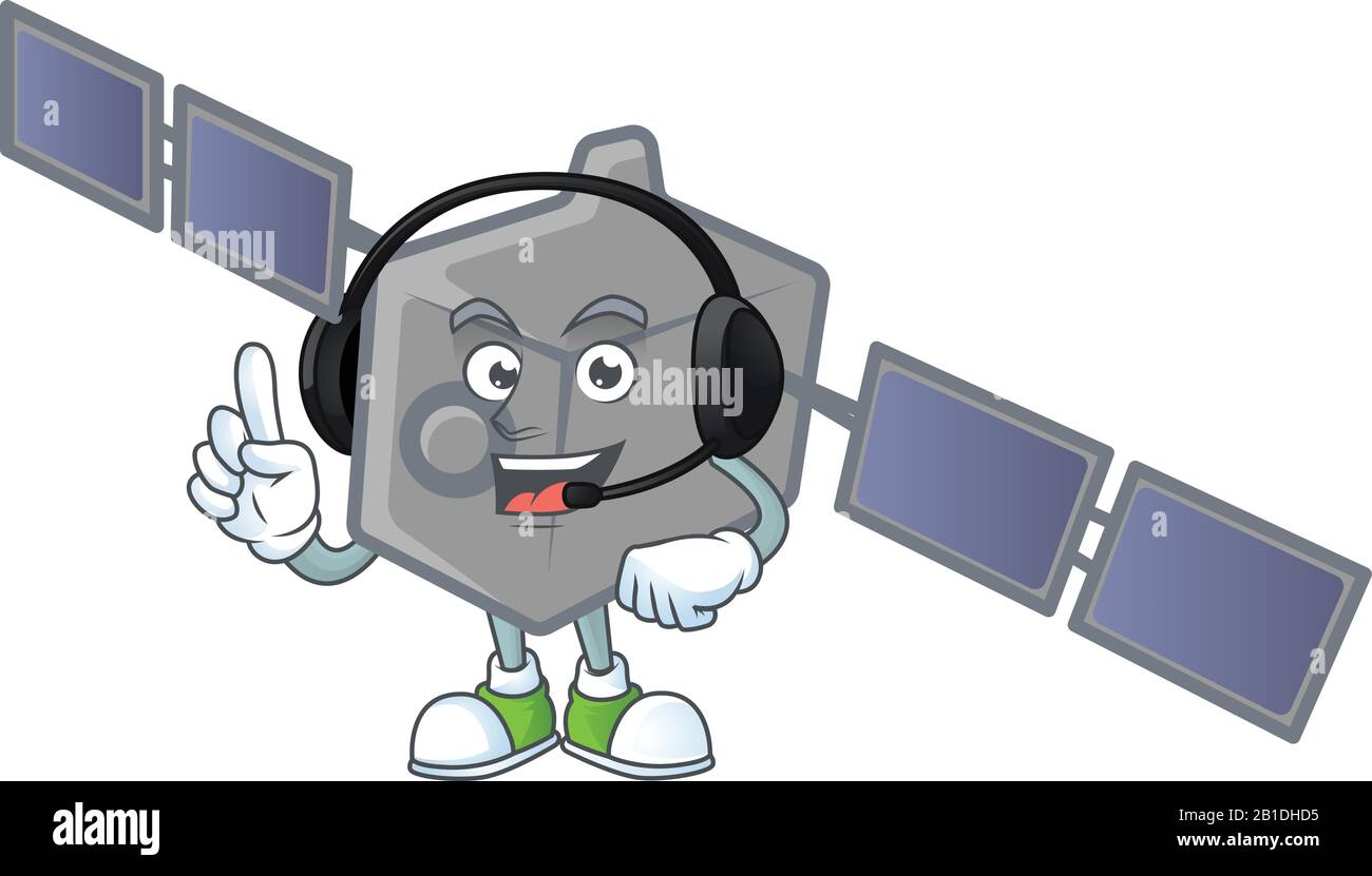 Sweet satellite network cartoon character design speaking on a ...