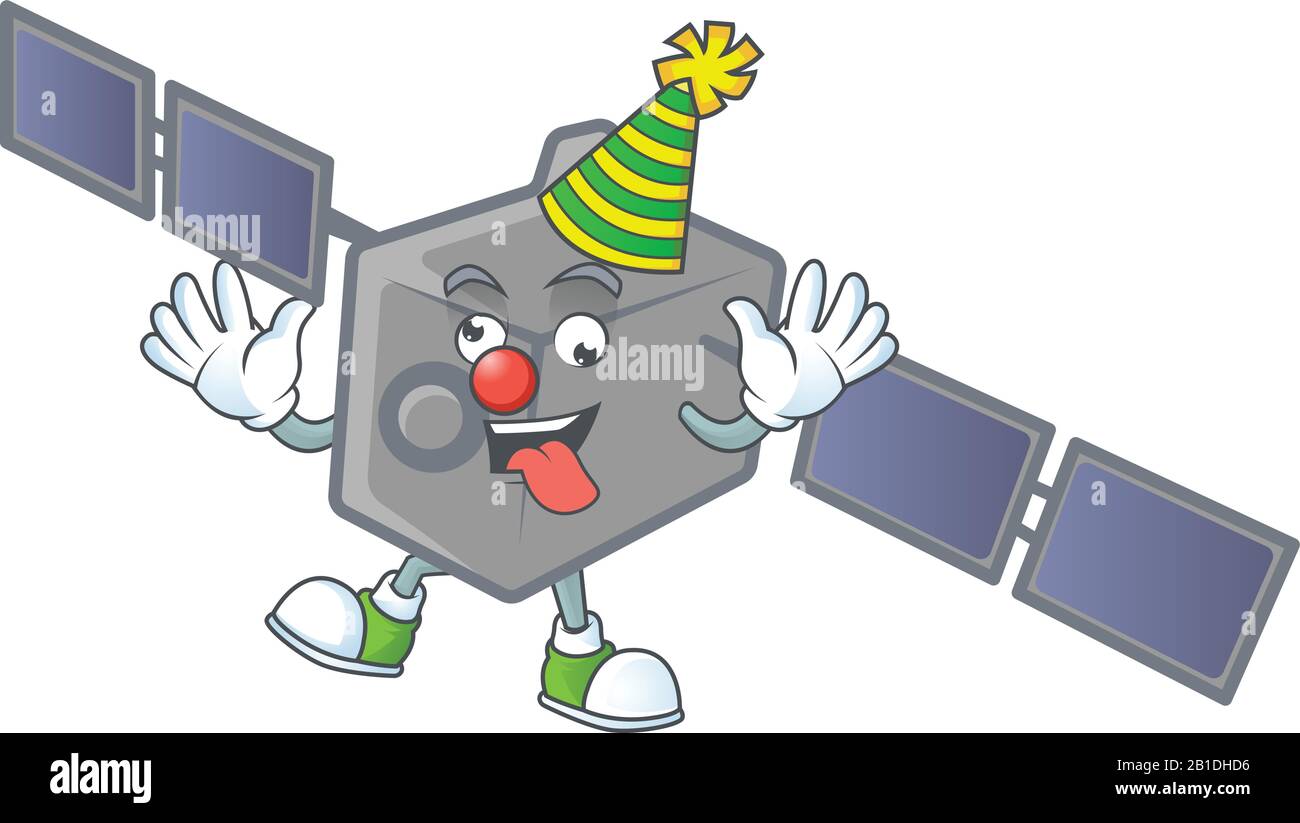 Cute and funny Clown satellite network cartoon character mascot style ...