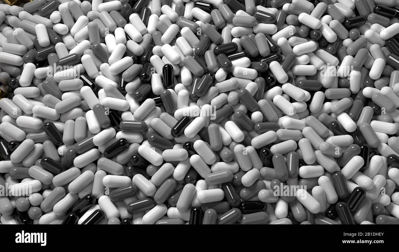 Heap of medicine tablets. Background made from pills or capsules in ...