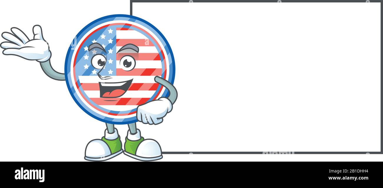 Cheerful circle badges USA mascot style design with whiteboard Stock ...