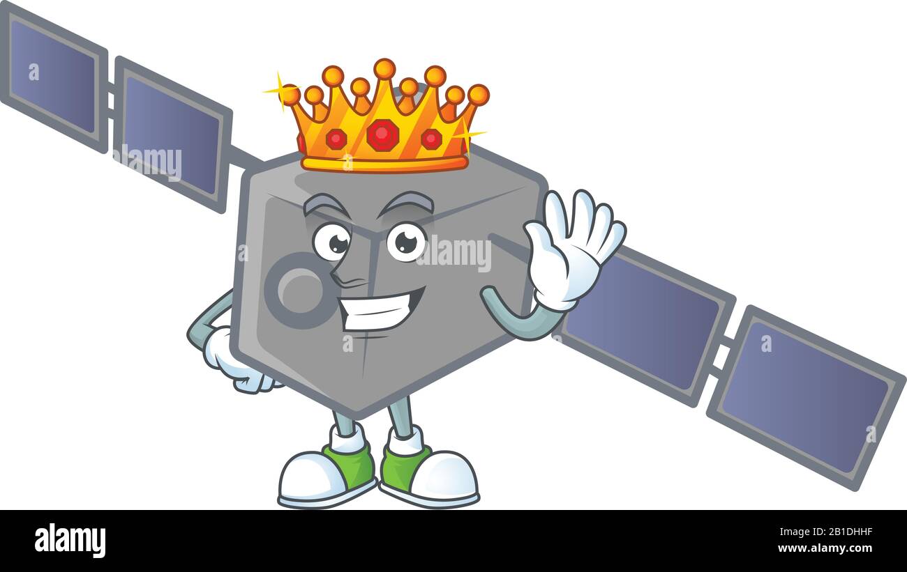 A dazzling of satellite network stylized of King on cartoon mascot ...