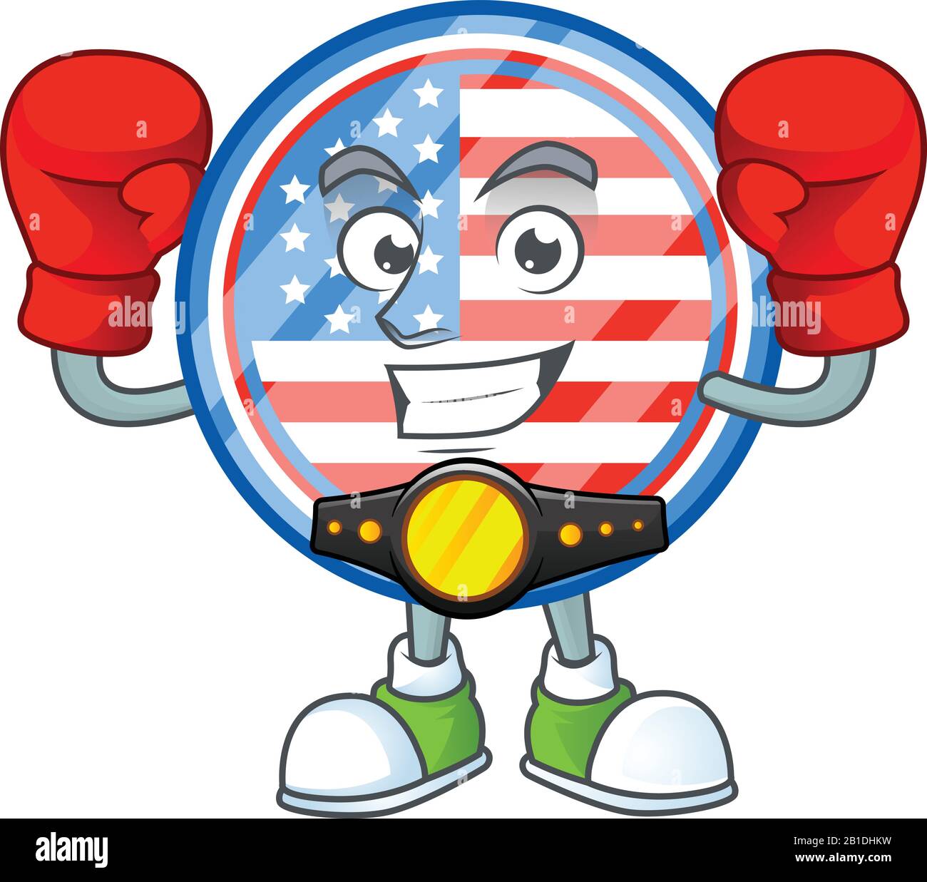 A sporty Boxing circle badges USA cartoon character design style Stock ...