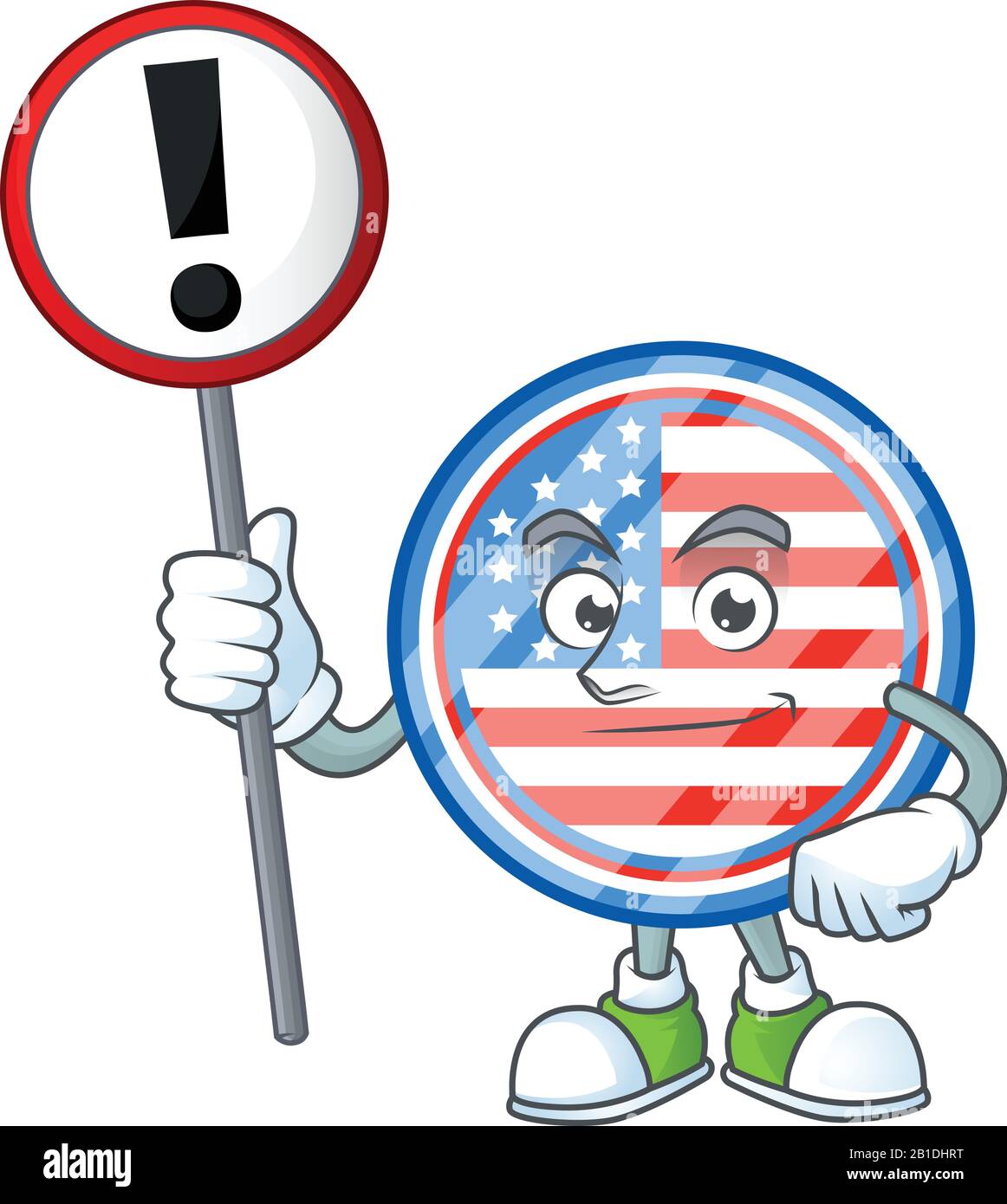 Cartoon character design of circle badges USA rise up a broad Stock ...