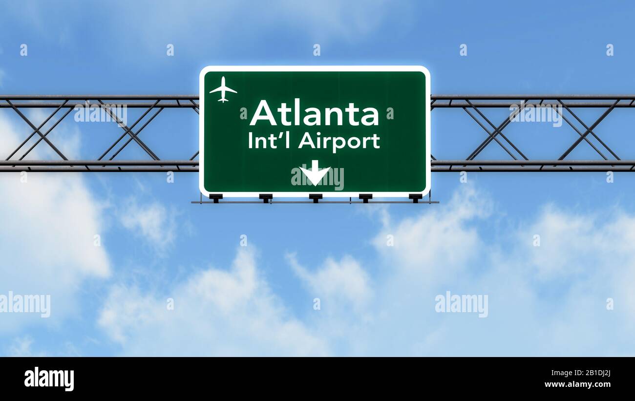 Atlanta USA Airport Highway Sign 3D Illustration Stock Photo - Alamy