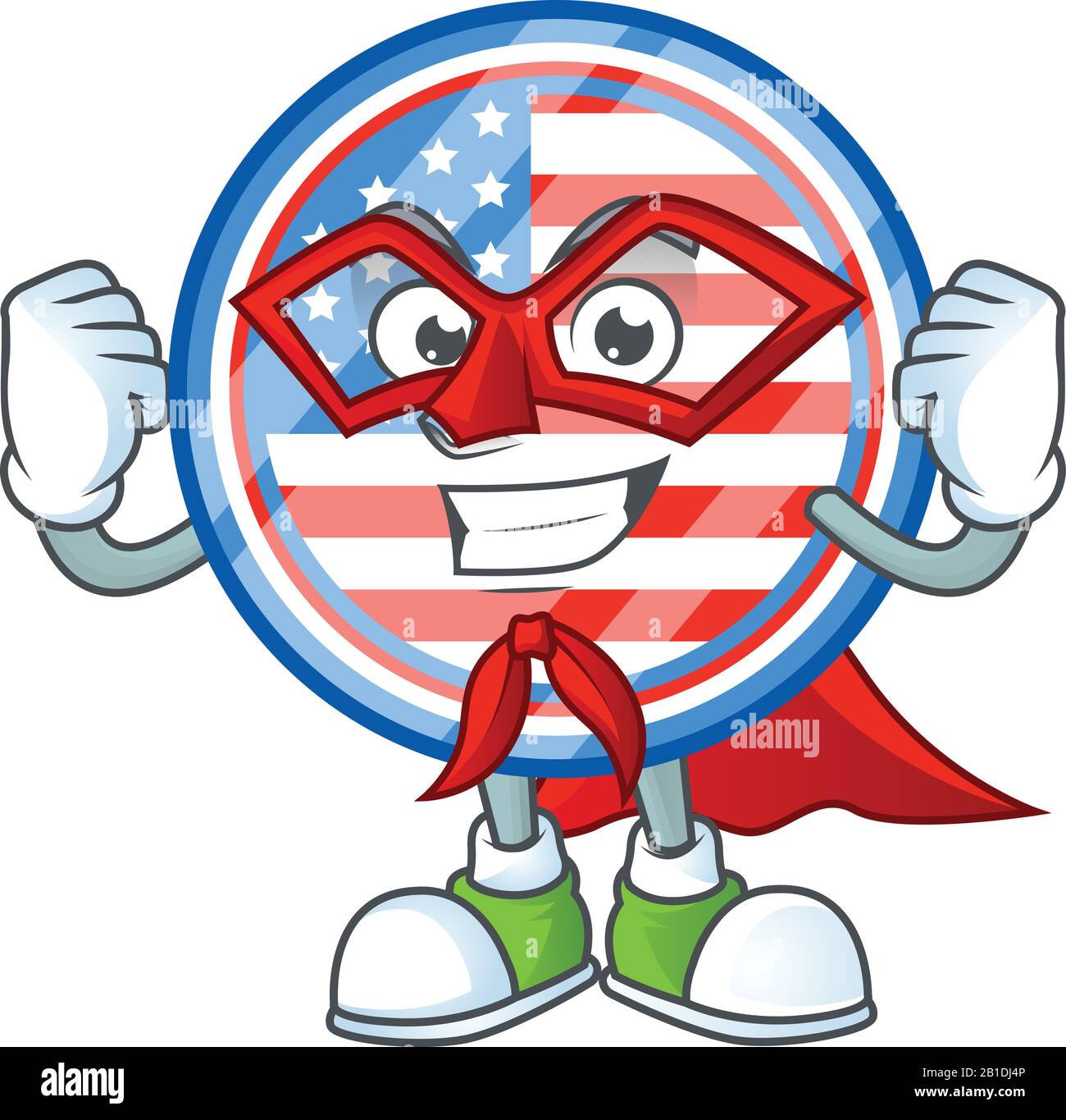 A friendly picture of circle badges USA dressed as a Super hero Stock ...
