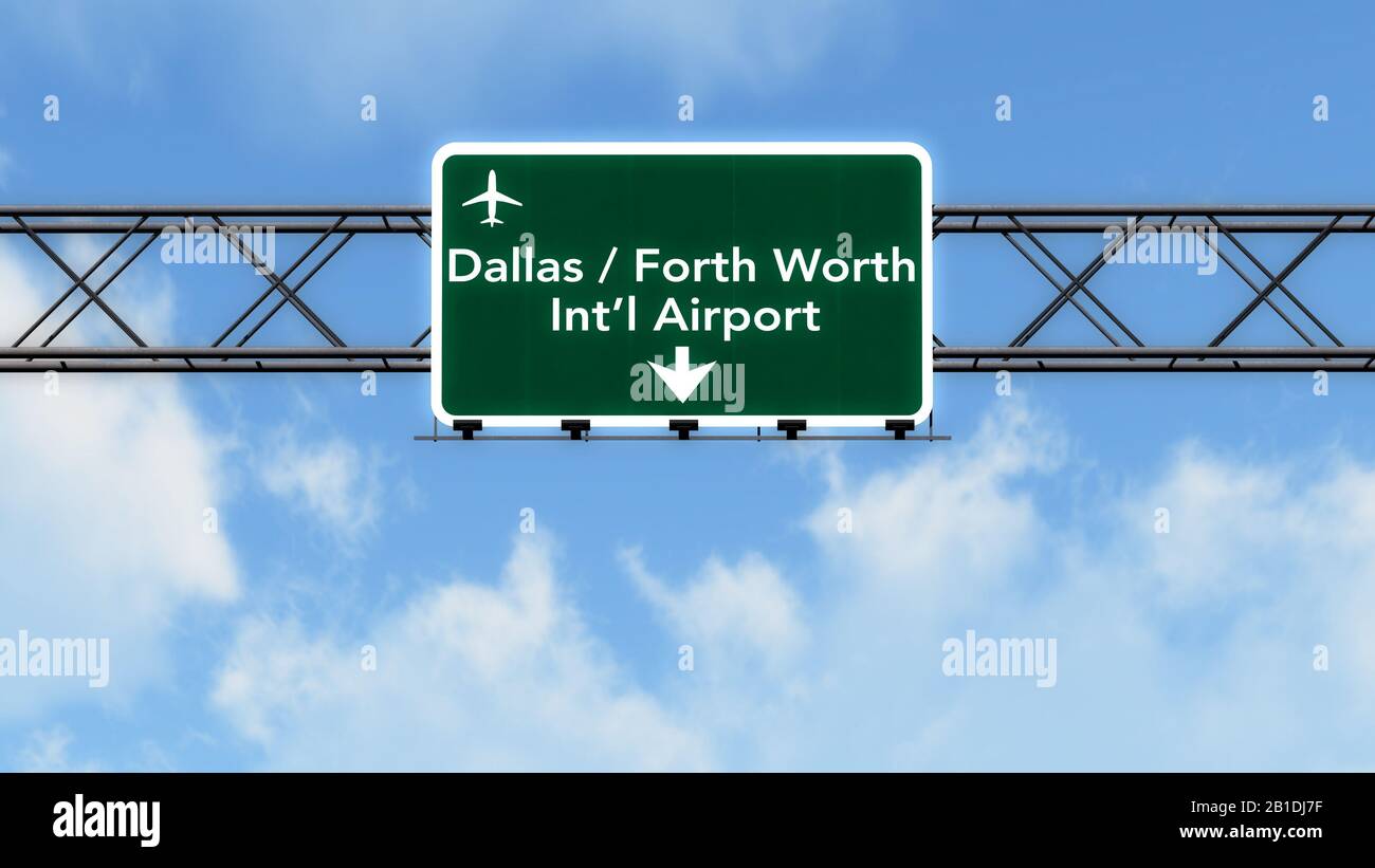 Dallas Forth Worth USA Airport Highway Sign 3D Illustration Stock Photo ...