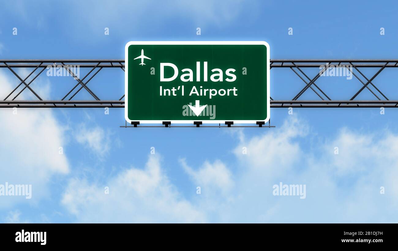 Dallas Forth Worth USA Airport Highway Sign 3D Illustration Stock Photo ...