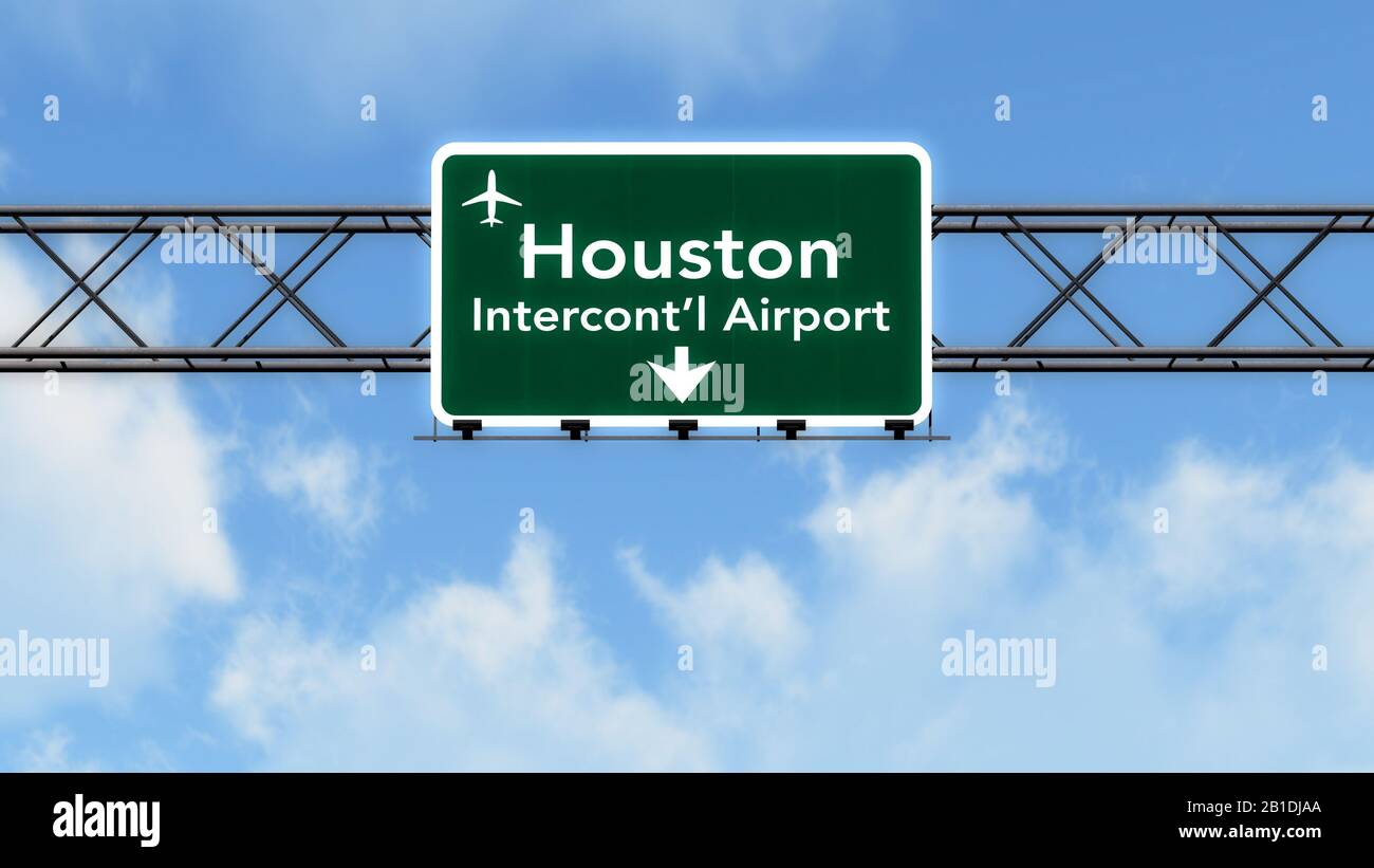 Houston Bush USA Airport Highway Sign 3D Illustration Stock Photo - Alamy