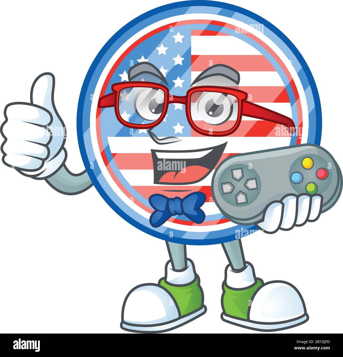 An attractive gamer circle badges USA cartoon character design Stock ...