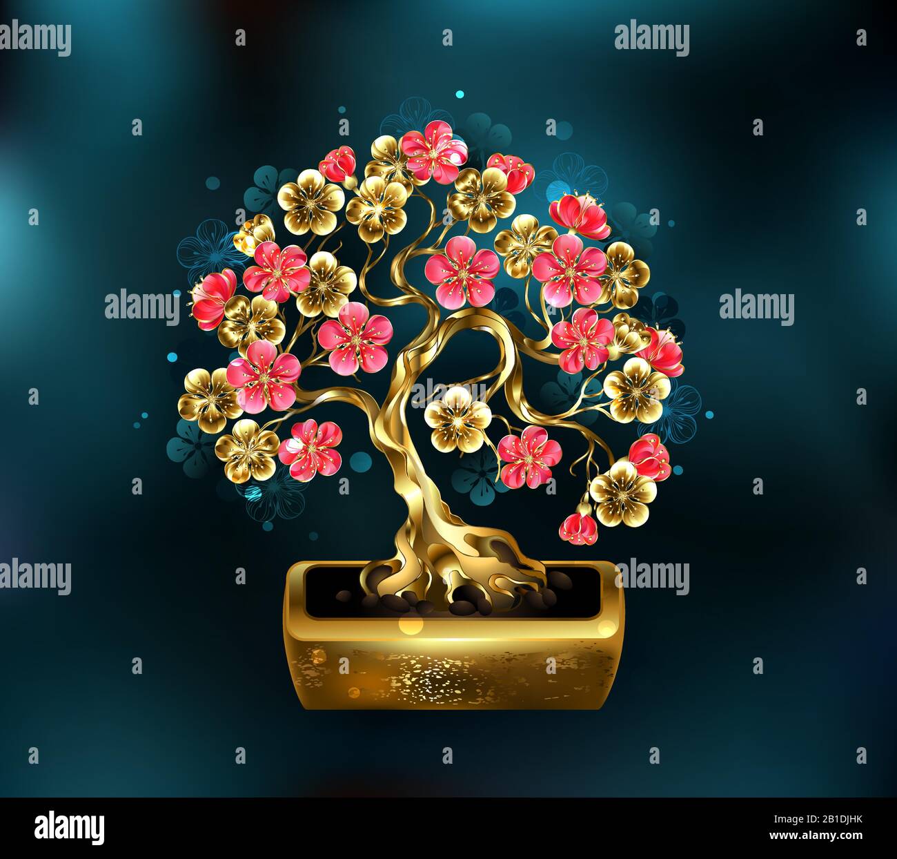 Cherry Blossom Bonsai Tree Silhouette