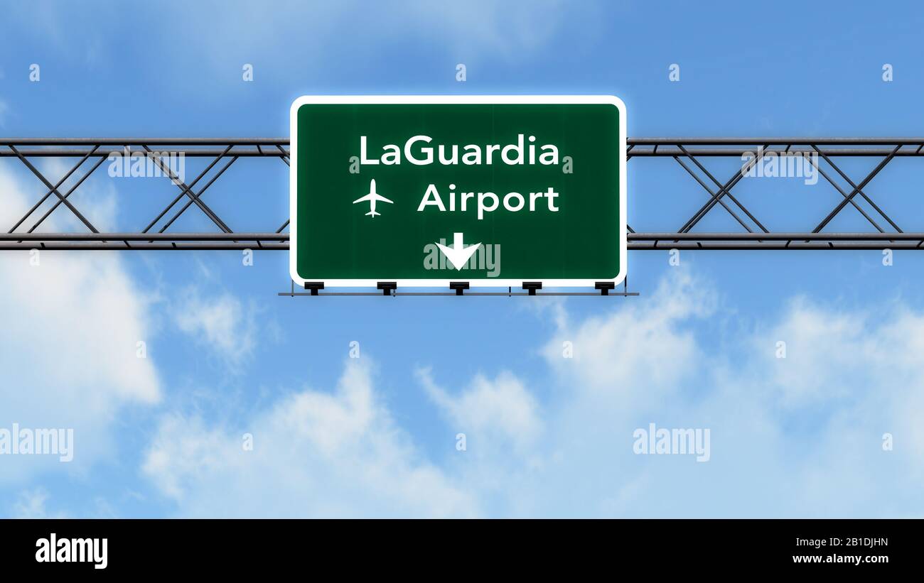 New York LaGuardia USA Airport Highway Sign 3D Illustration Stock Photo ...