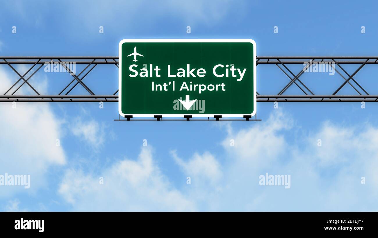 Salt Lake City USA Airport Highway Sign 3D Illustration Stock Photo - Alamy