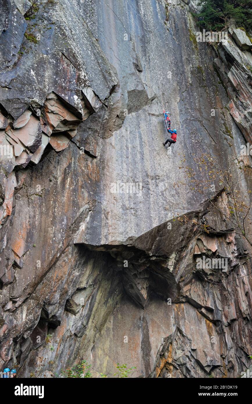 Team building exercises in Cathedral Cave Stock Photo - Alamy