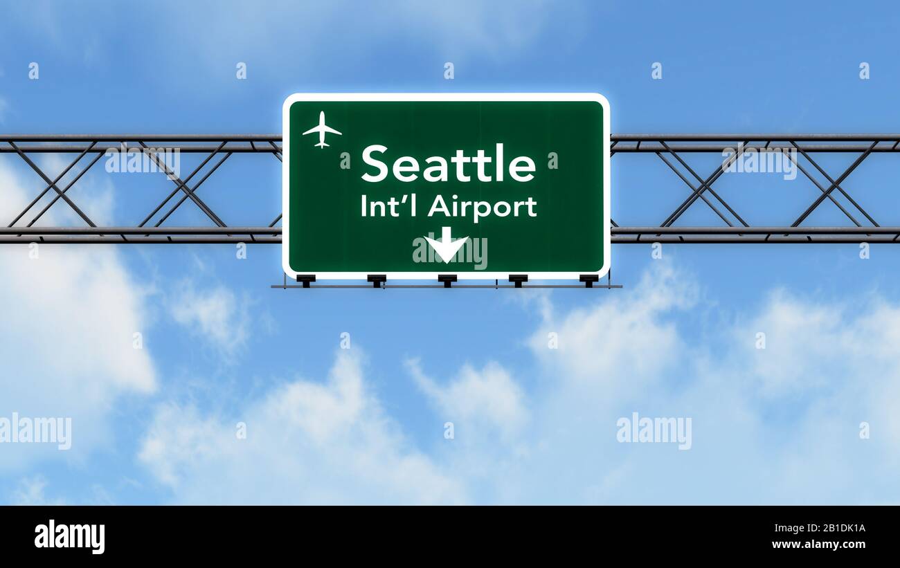 Seattle USA Airport Highway Sign 3D Illustration Stock Photo - Alamy