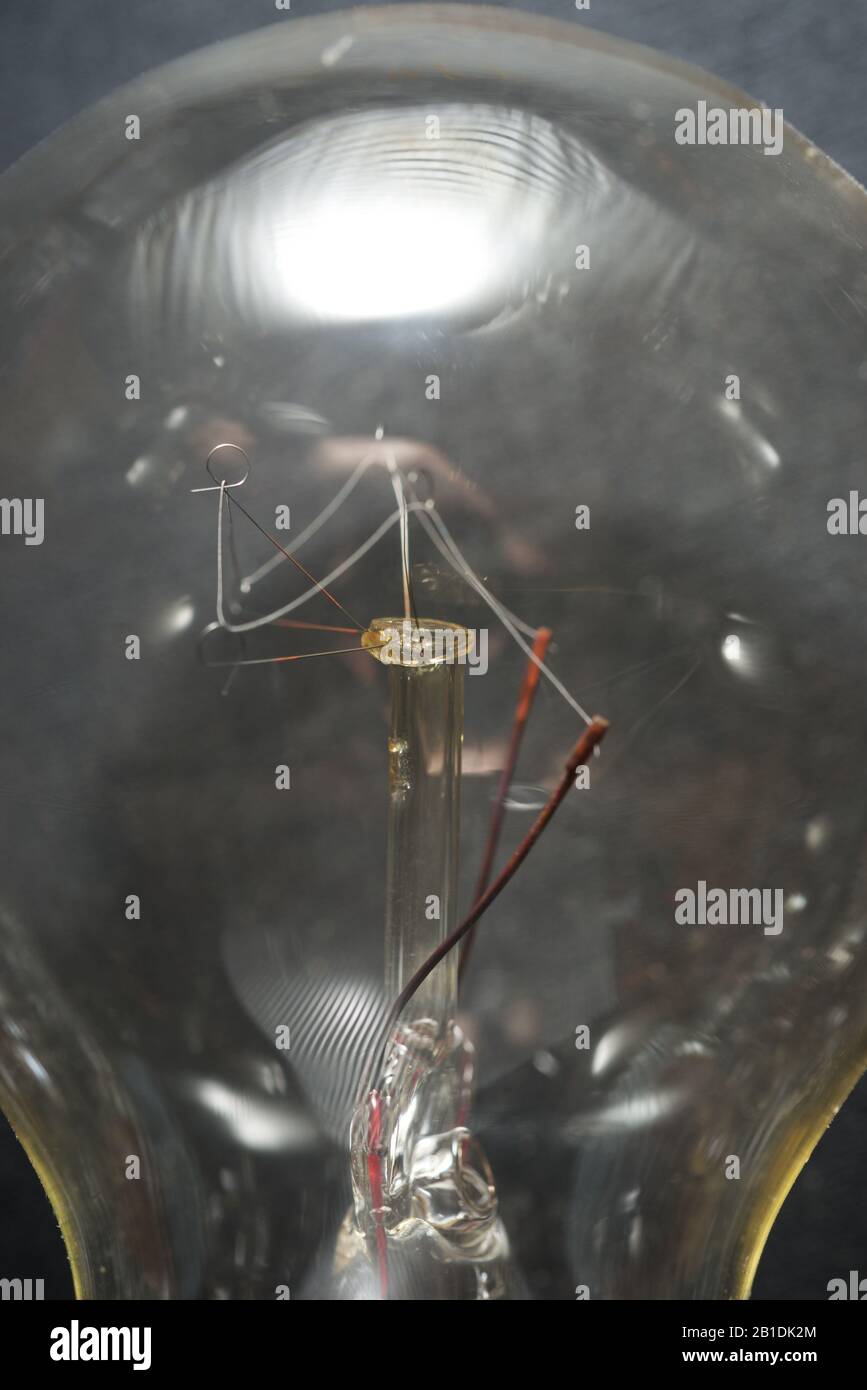 Close-up of the filaments of an incandescent bulb Stock Photo - Alamy