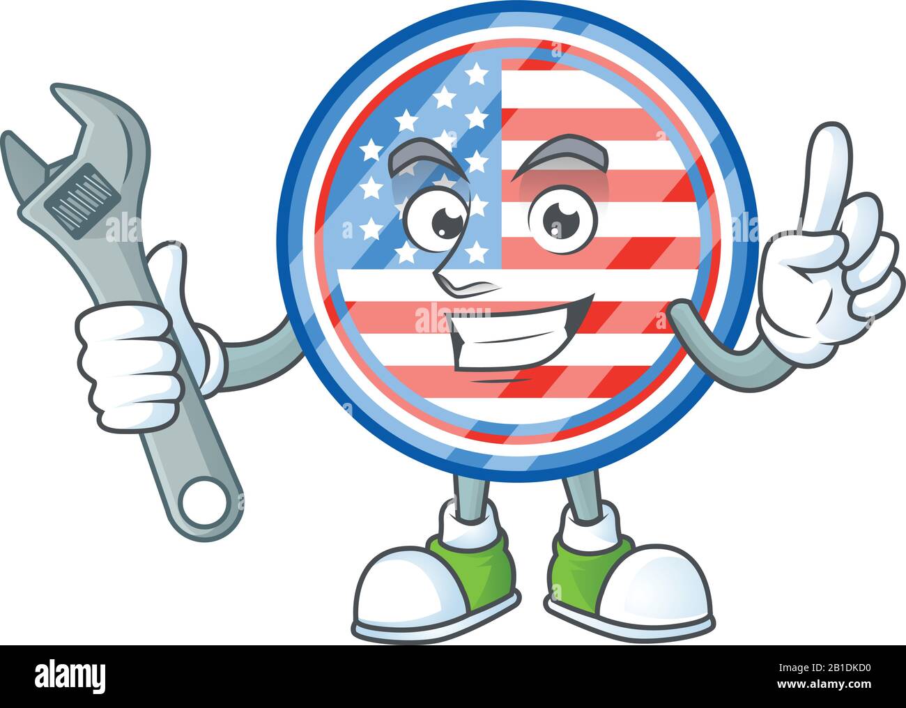 happily Mechanic circle badges USA cartoon character design Stock ...