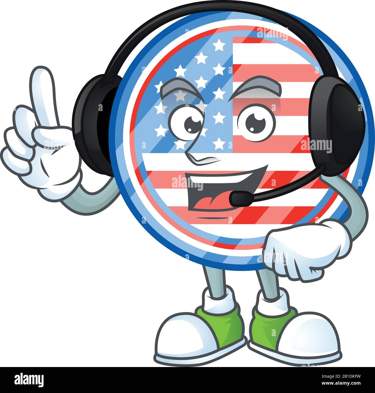 Sweet circle badges USA cartoon character design speaking on a ...
