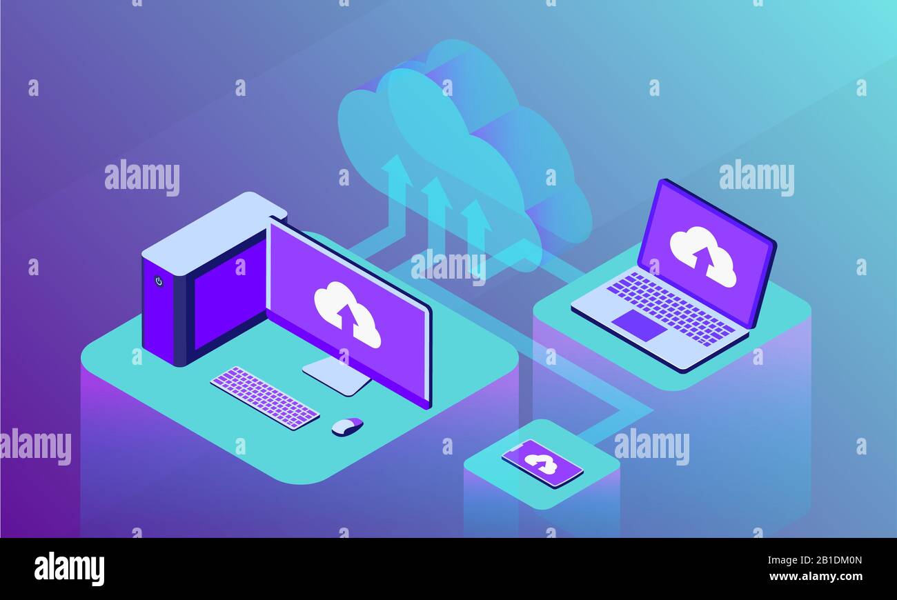 cloud storage upload and store data digital with computer server and ...
