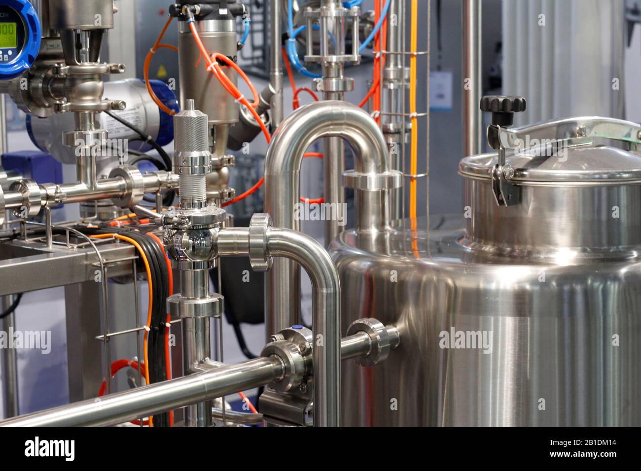 Technological equipment at the dairy factory. A fragment of a plant for ...