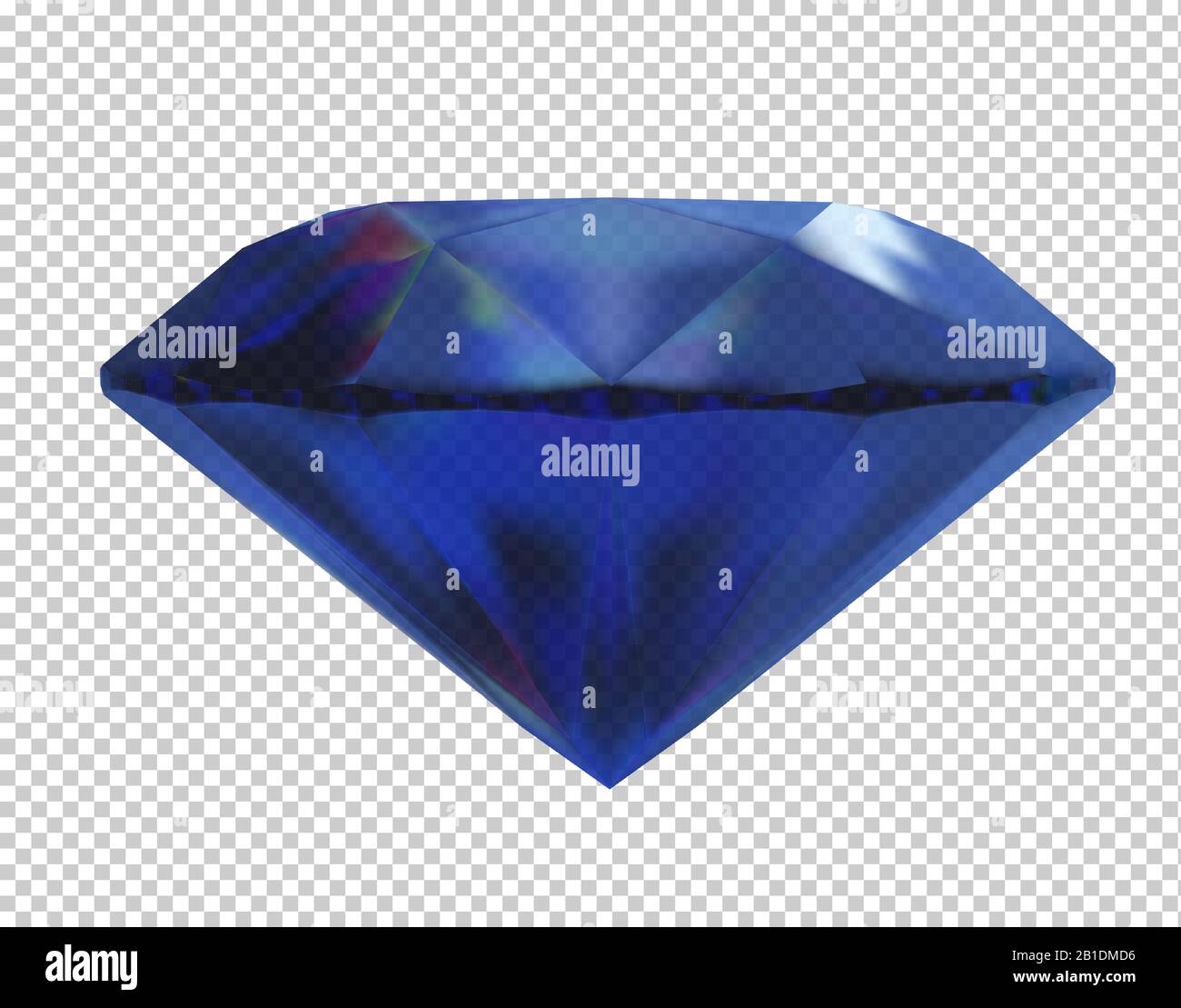 Blue faceted diamond. Isolated background, highlights on the edges ...