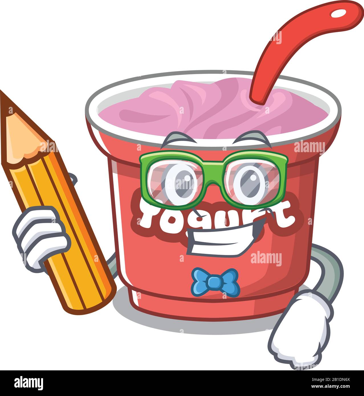 A smart Student yogurt character holding pencil Stock Vector Image ...