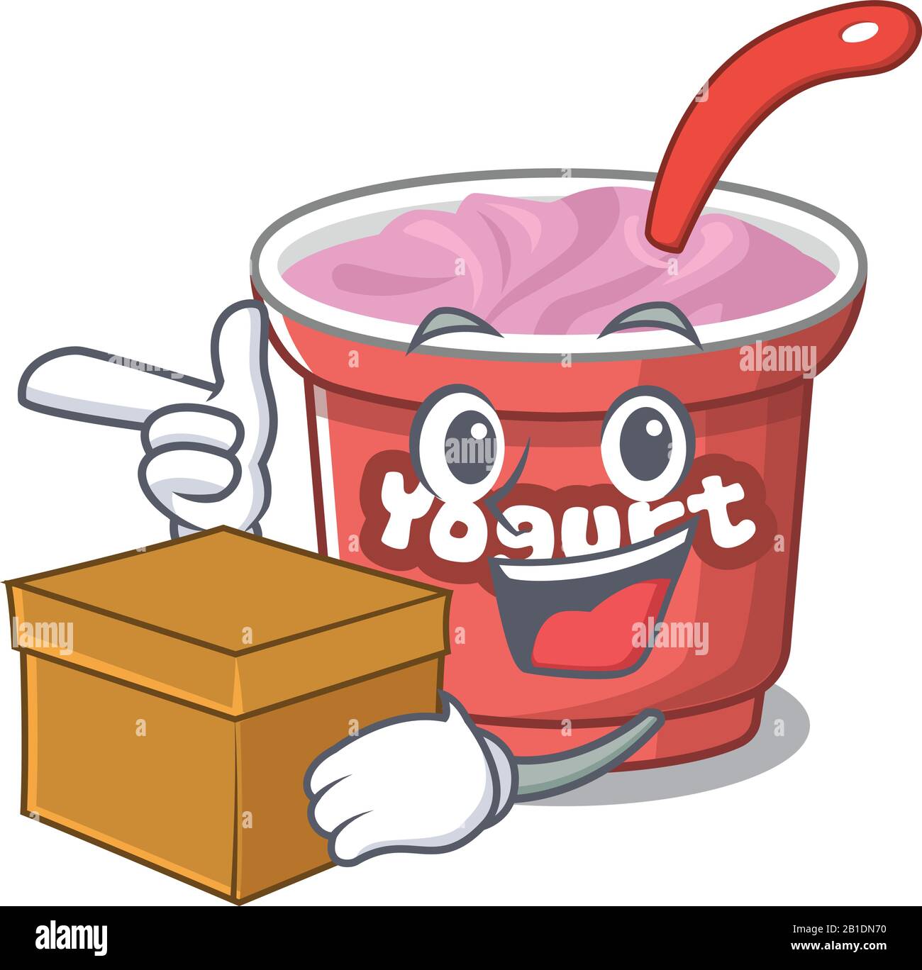 Cute yogurt cartoon in the character having a box Stock Vector Image ...