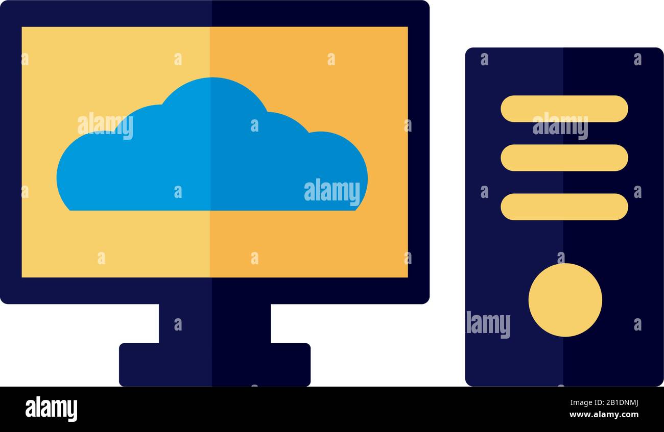 desktop with cloud computing flat style Stock Vector Image & Art - Alamy