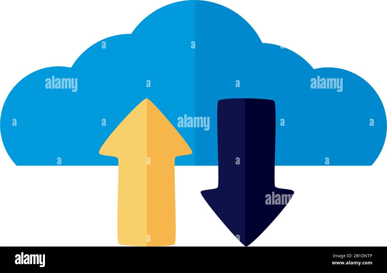 cloud computing with arrows down and up load flat style Stock Vector Image & Art - Alamy
