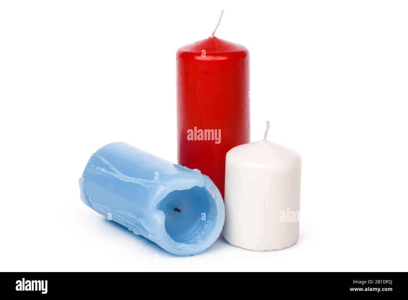 Many colorful candles isolated on white background Stock Photo - Alamy