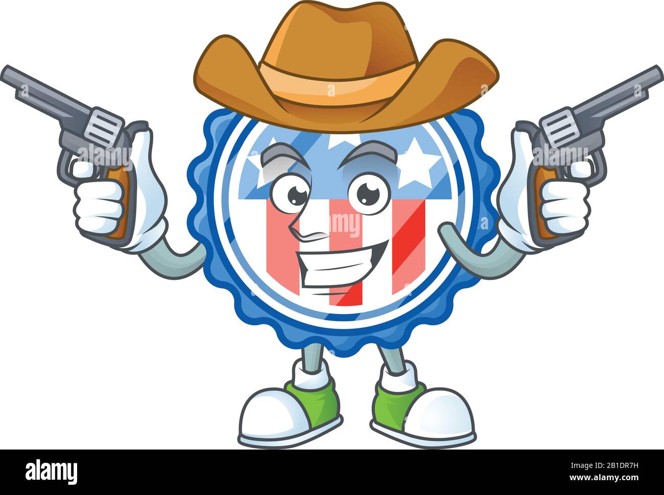 The brave of circle badges USA with star Cowboy cartoon character ...