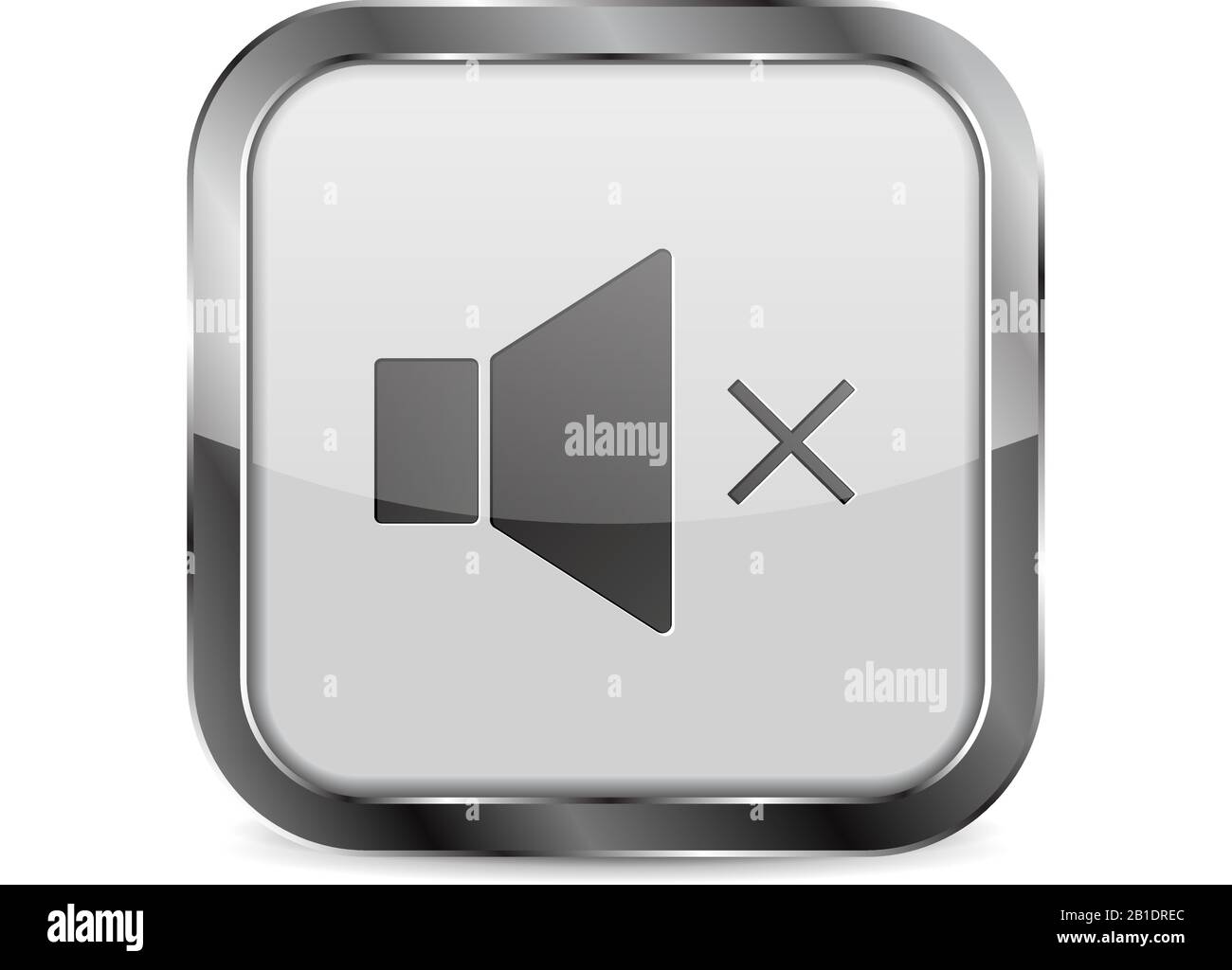 White glass media button. Square mute sign Stock Vector Image & Art - Alamy