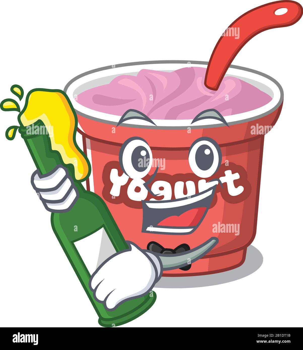 mascot cartoon design of yogurt with bottle of beer Stock Vector Image ...