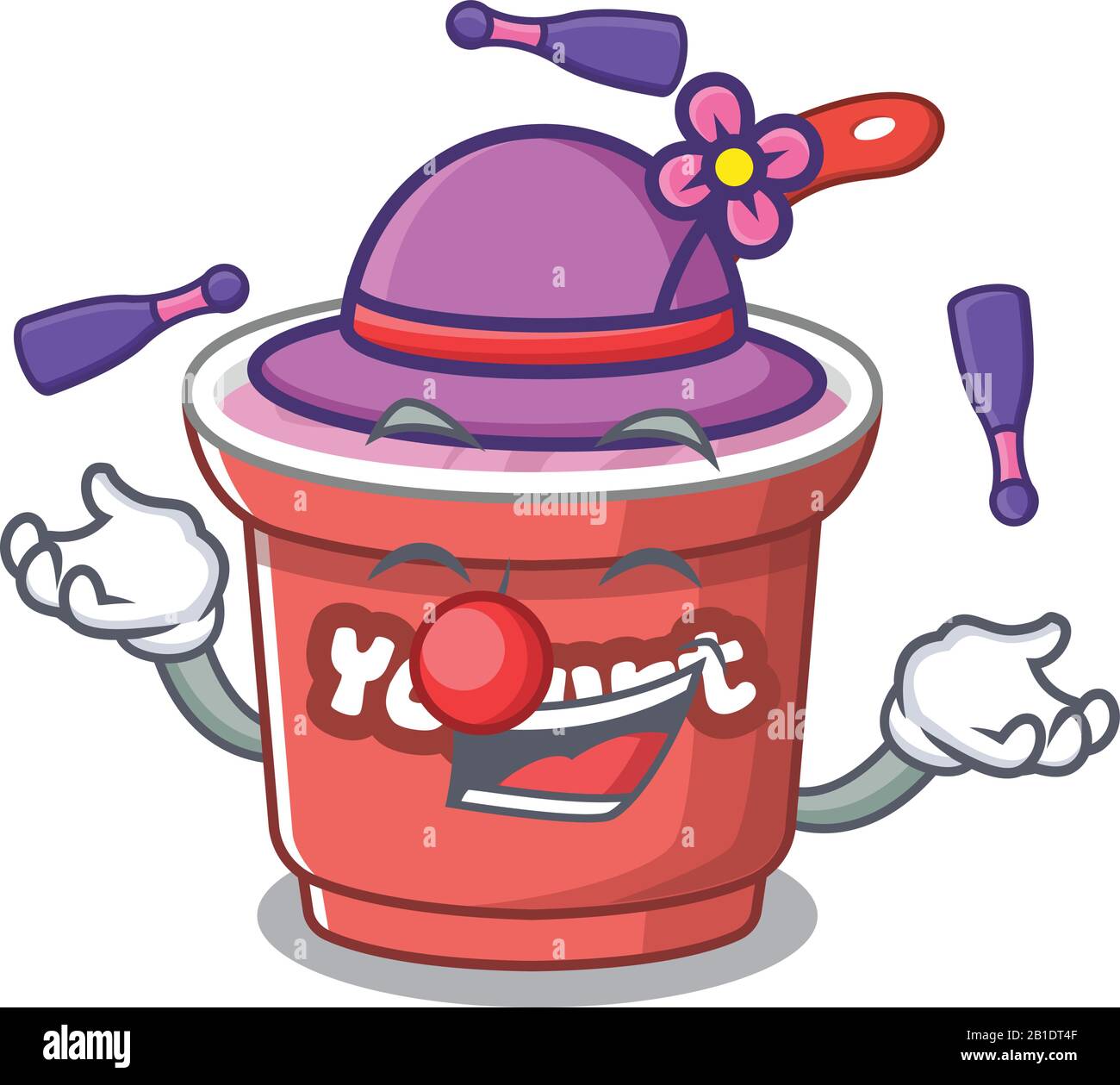 a lively yogurt cartoon character design playing Juggling Stock Vector ...
