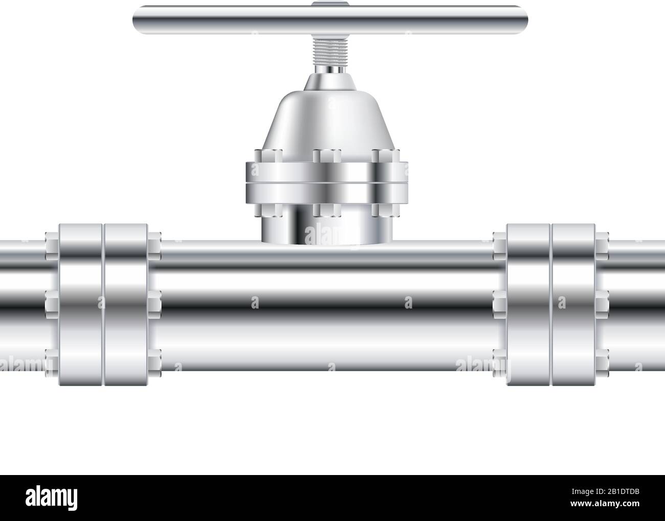 Metal chrome pipe with flange and valve Stock Vector Image & Art - Alamy