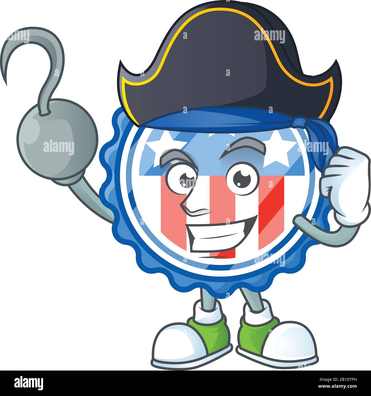 Calm one hand Pirate circle badges USA with star mascot design wearing ...