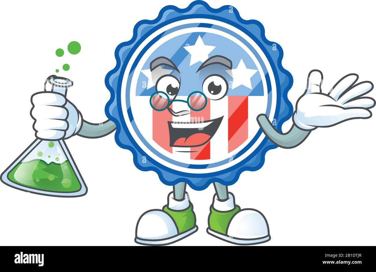 A genius Professor circle badges USA with star cartoon character with ...