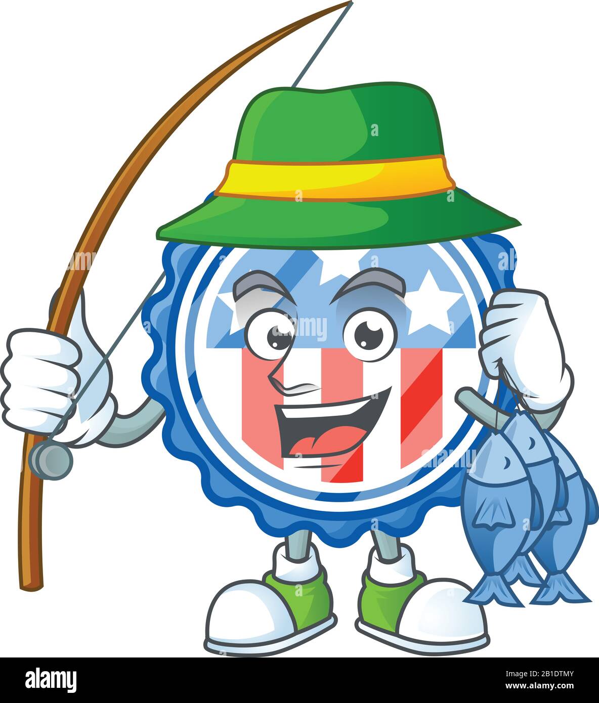 A mascot design of Fishing circle badges USA with star with 3 fishes ...