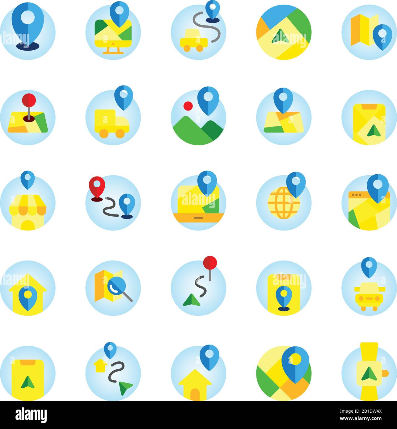 Location and Map flat icon set. Vector and Illustration Stock Vector ...