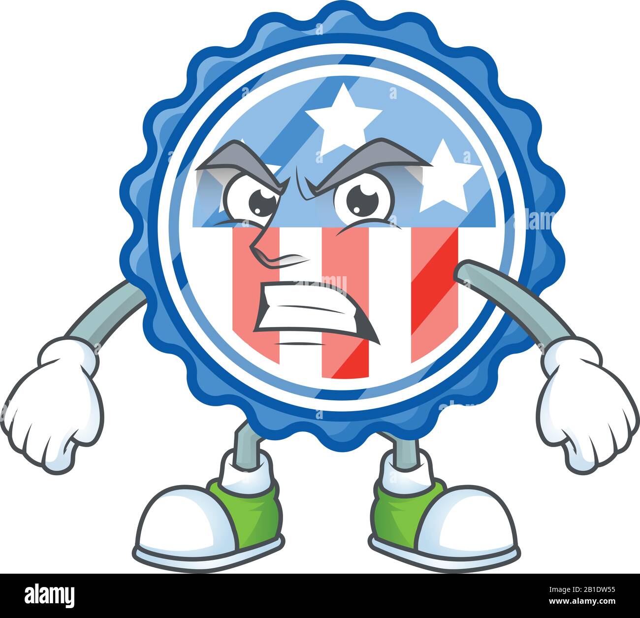 cartoon character of circle badges USA with star with angry face Stock ...