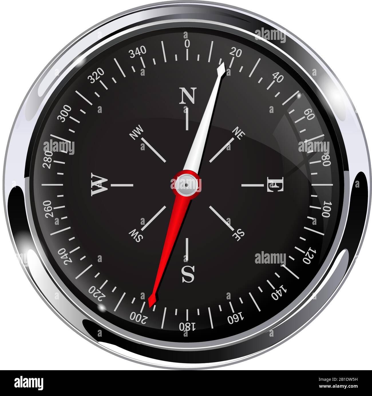 Black navigation compass. Round gauge with metal frame Stock Vector ...