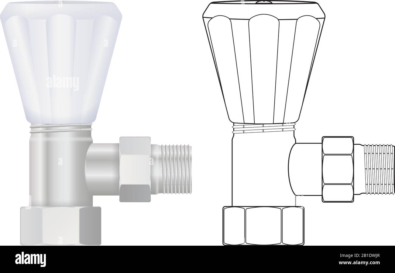 Water tap. Metal 3d model and outline drawing Stock Vector Image & Art ...