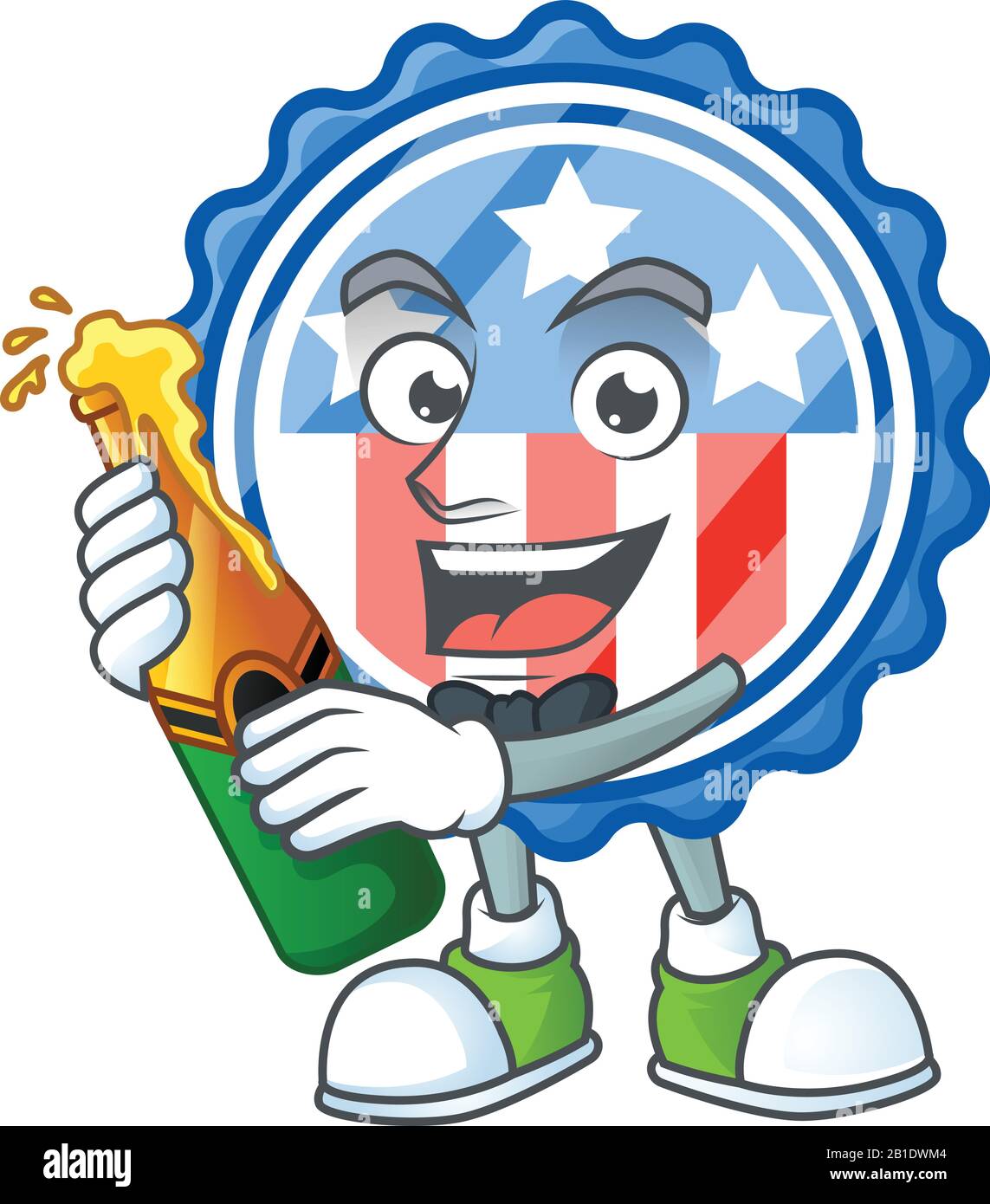 mascot cartoon design of circle badges USA with star having a bottle of ...