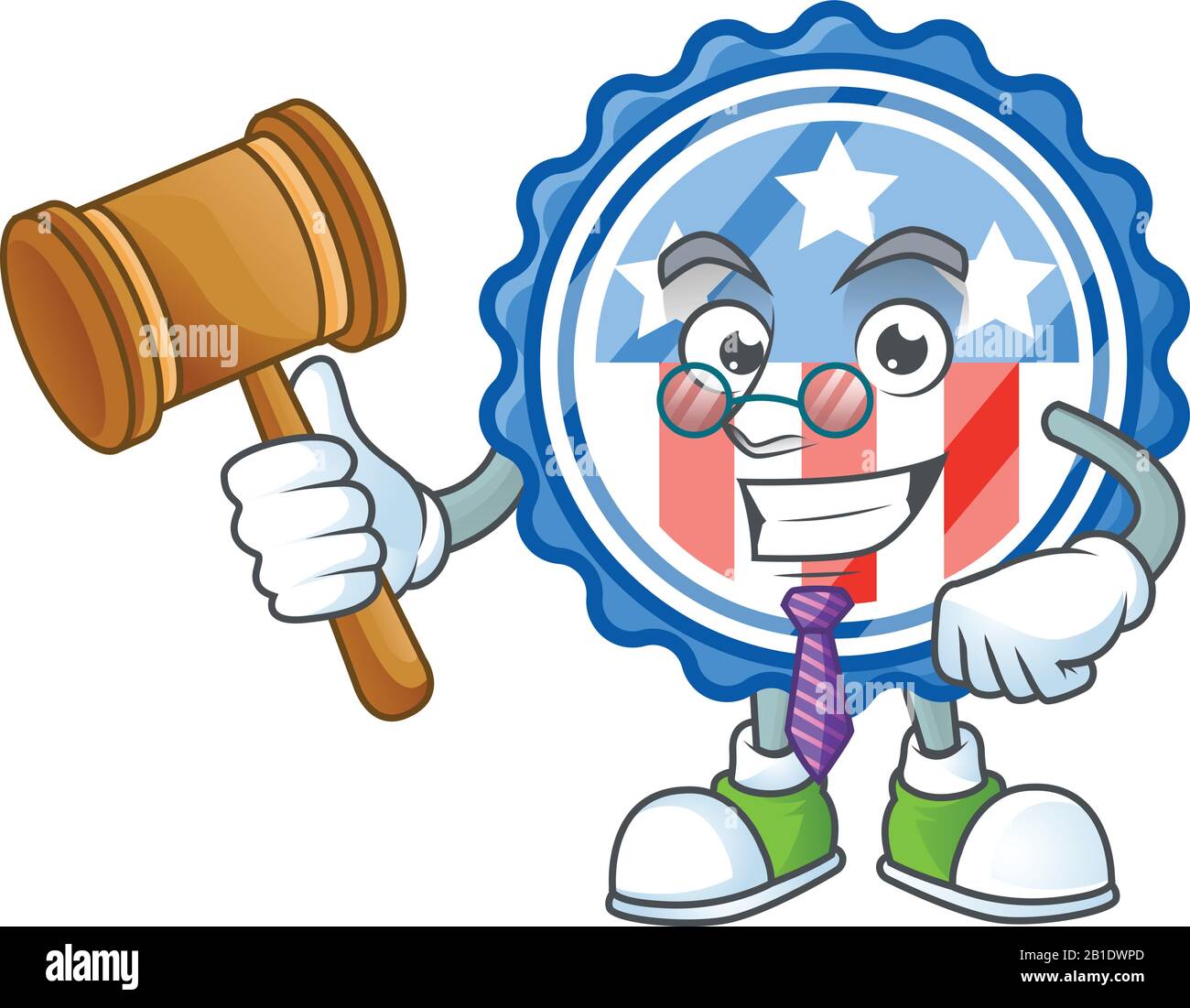 A wise Judge circle badges USA with star in comic strip character ...