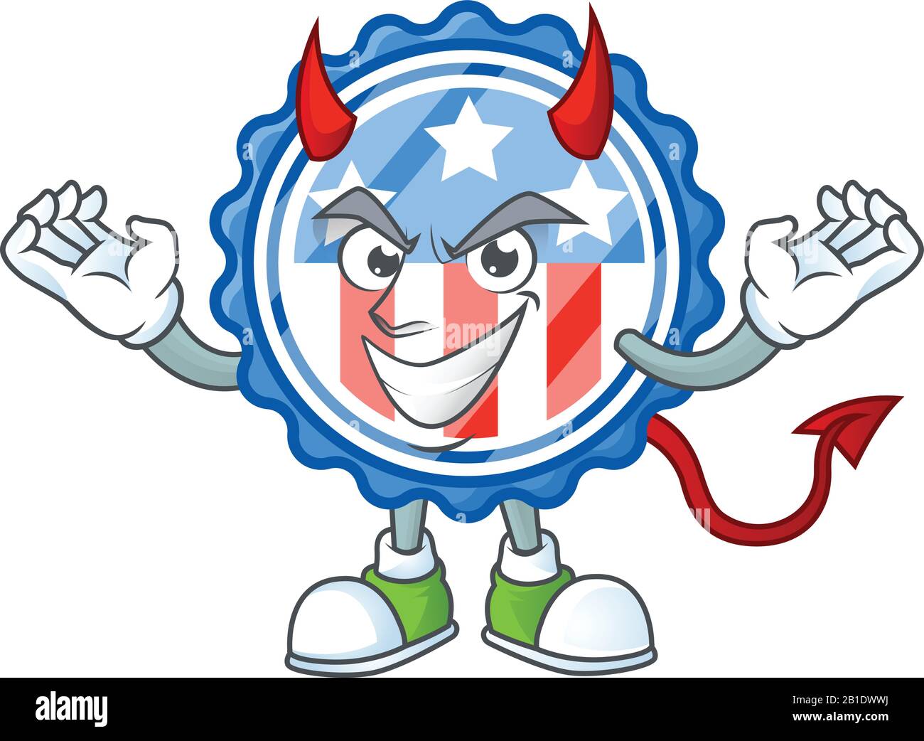 A cruel devil circle badges USA with star Cartoon character design ...
