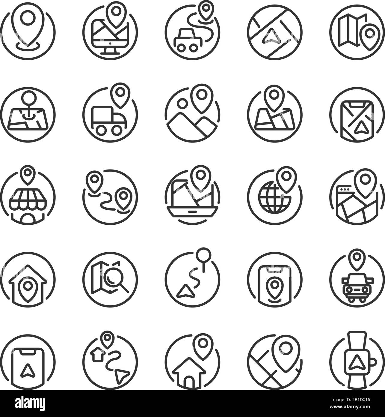 Location and Map outline icon set. Vector and Illustration Stock Vector ...