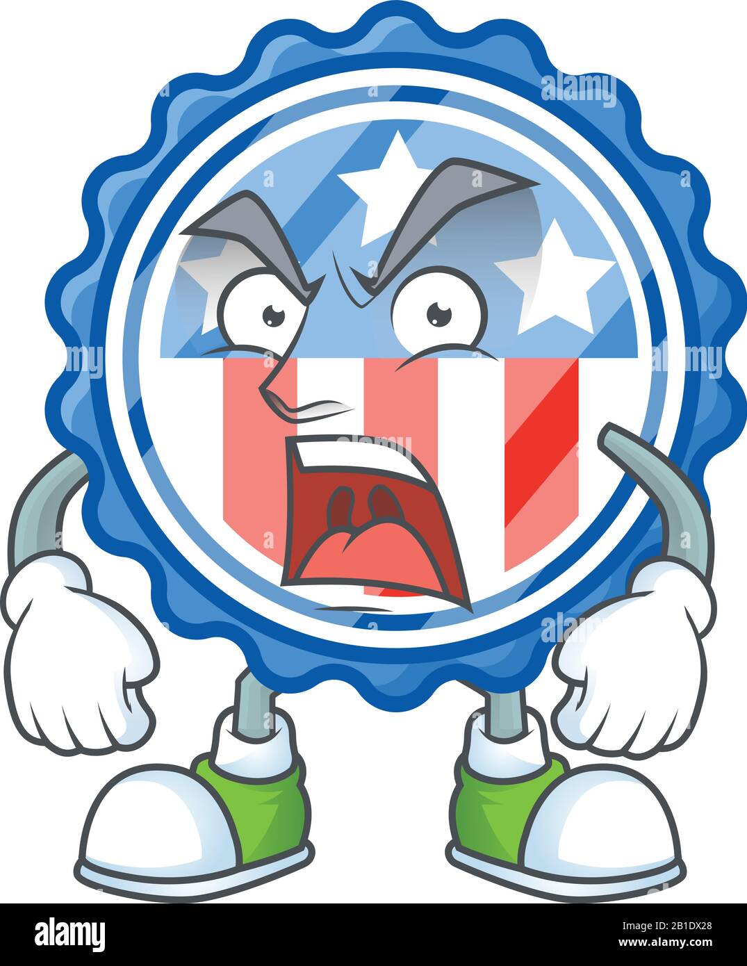 Circle badges USA with star cartoon character design with angry face ...